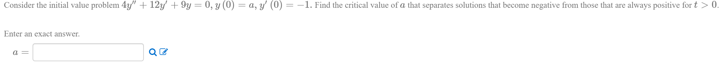 Solved Consider the initial value problem 4y" + 12y' + 9y = | Chegg.com