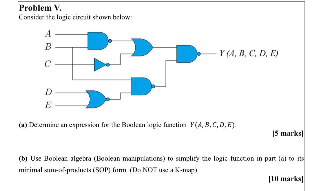 Solved Problem V. Consider the logic circuit shown below: A | Chegg.com
