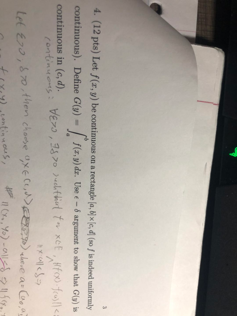 Solved 4. (12 pts) Let f(x, y) be continuous on a rectangle | Chegg.com