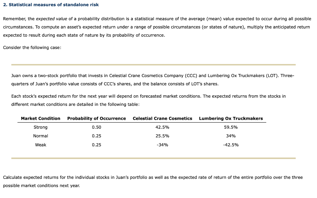 Solved Calculate Expected Returns For The Individual Stocks Chegg