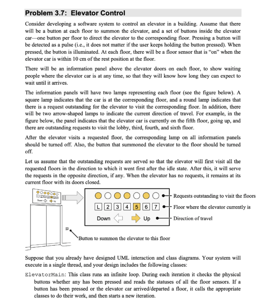 Solved Problem 3.7: Elevator Control Consider developing a | Chegg.com