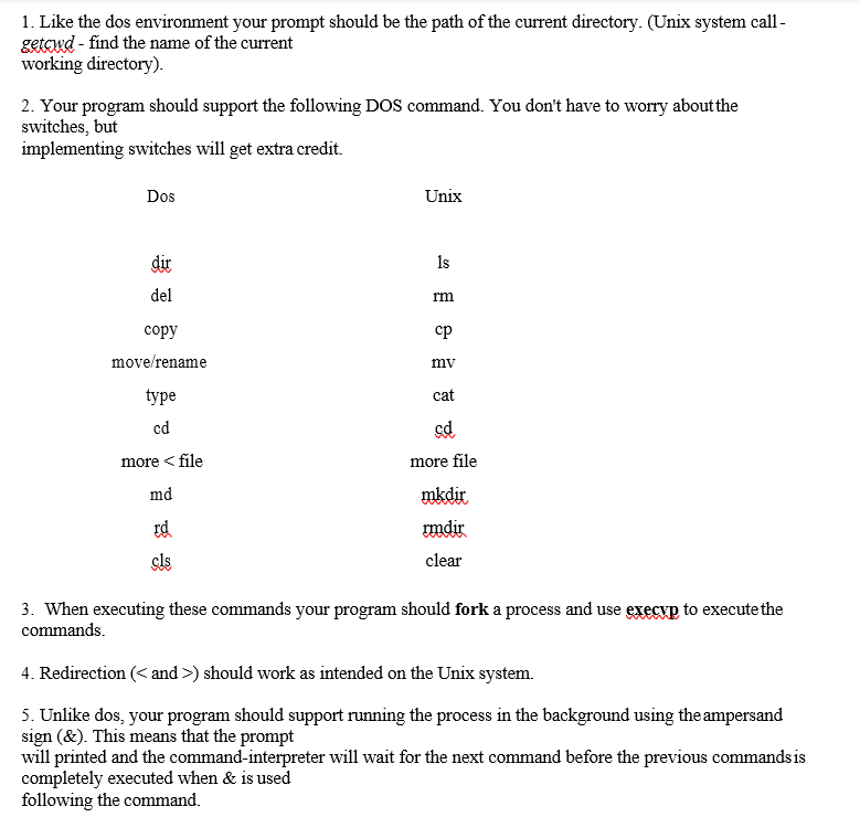 Solved Create a command-interpreter that will accept a few | Chegg.com