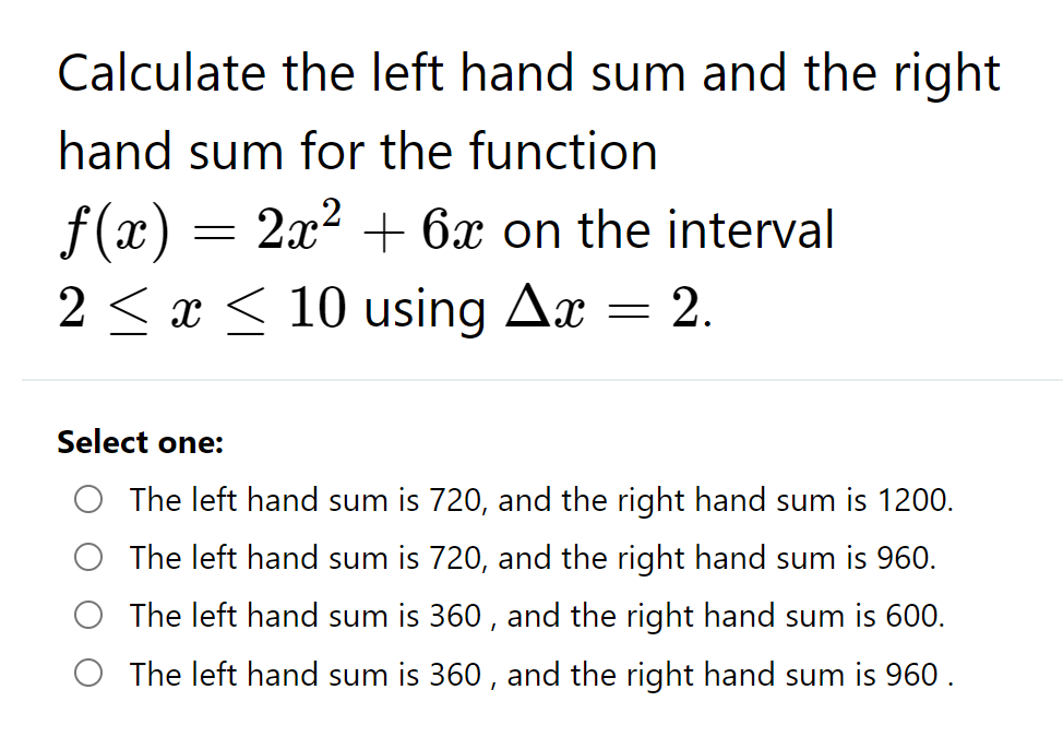Solved Calculate the left hand sum and the right hand sum | Chegg.com