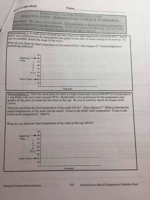 Solved in this sheet Name INTERACTIVE LECTURE DEMONSTRATIONS | Chegg.com