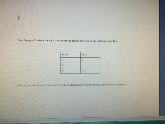 Solved Calculate portfolio beta for a $100,000 portfolio | Chegg.com