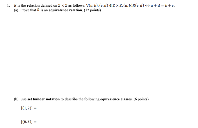 Solved 𝑅 is the relation defined on 𝑍 × 𝑍 as follows: | Chegg.com