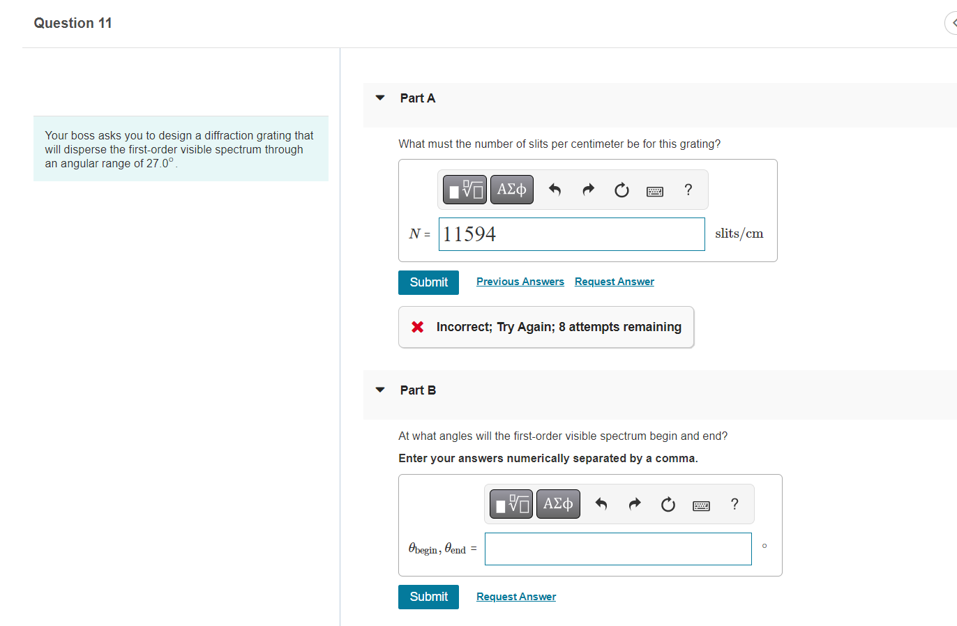 Solved Question 11 Part A Your boss asks you to design a | Chegg.com