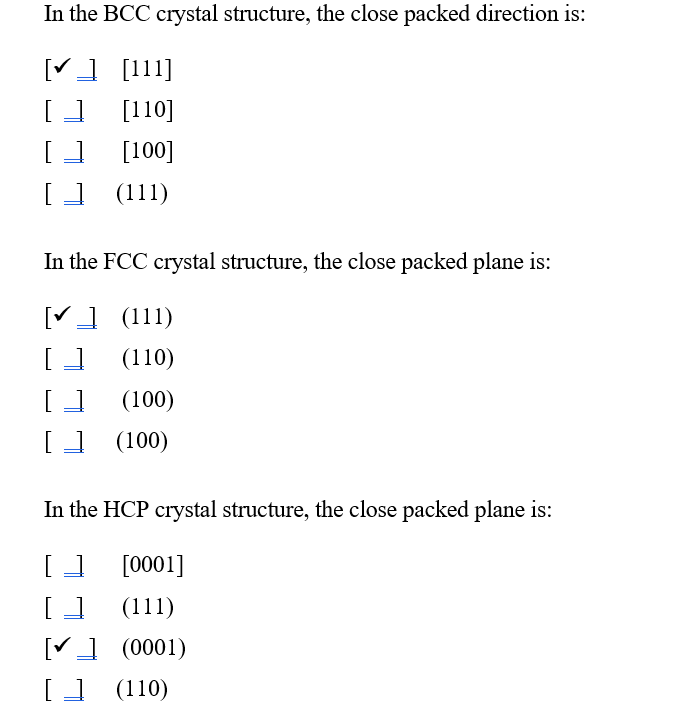 Solved In the BCC crystal structure, the close packed | Chegg.com