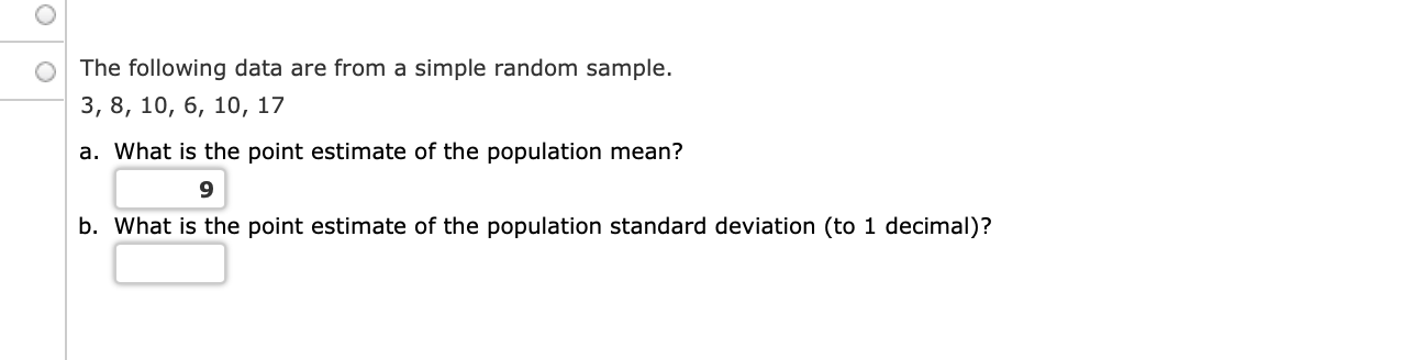 Solved The following data are from a simple random sample. | Chegg.com