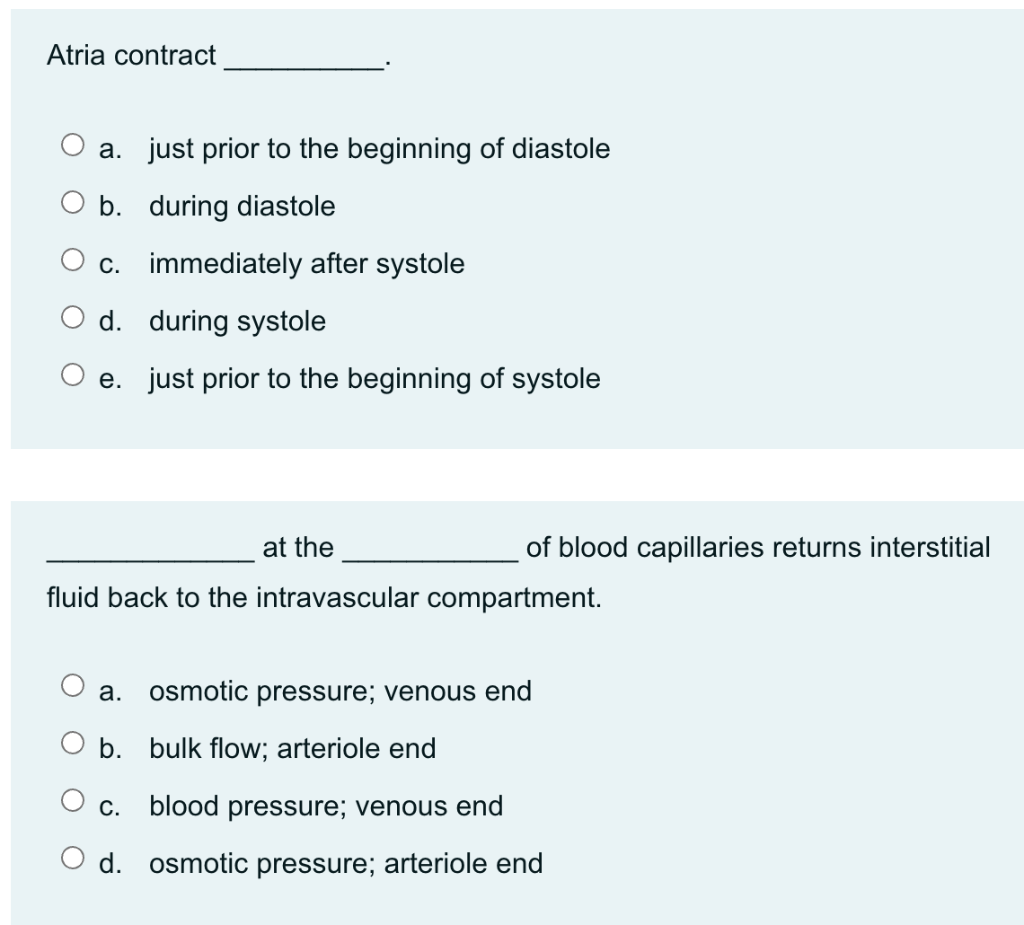 Solved Atria contract a. just prior to the beginning of | Chegg.com