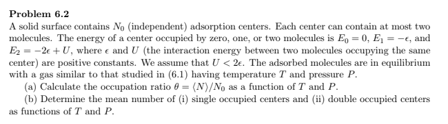 Solved Problem 6.2A solid surface contains N0 (independent) | Chegg.com