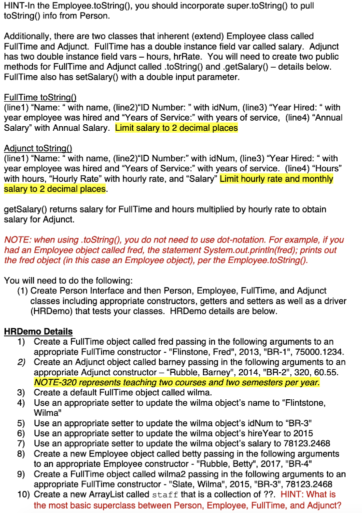 Solved Coders will create a Person Interface based on the | Chegg.com
