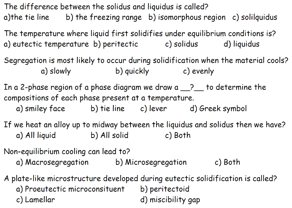 Solved The difference between the solidus and liquidus is | Chegg.com