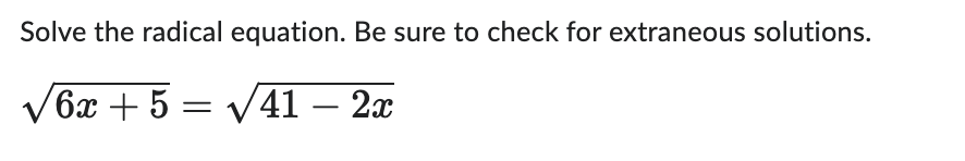 Solved Solve the radical equation. Be sure to check for | Chegg.com