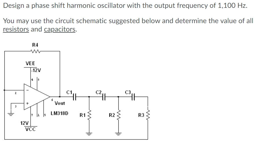 Solved Design a phase shift harmonic oscillator with the | Chegg.com