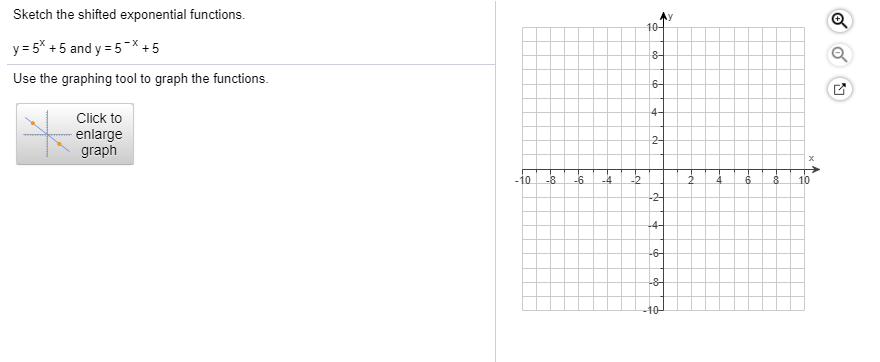 Solved Sketch the shifted exponential functions y 5*+5 | Chegg.com