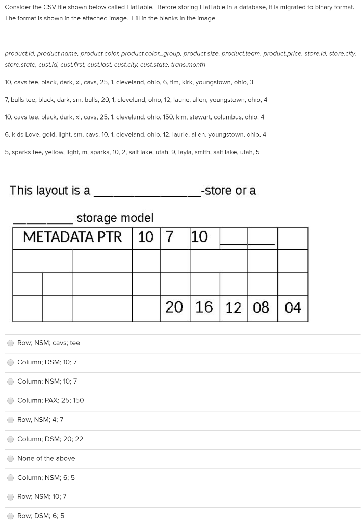 Consider the CSV file shown below called FlatTable. | Chegg.com