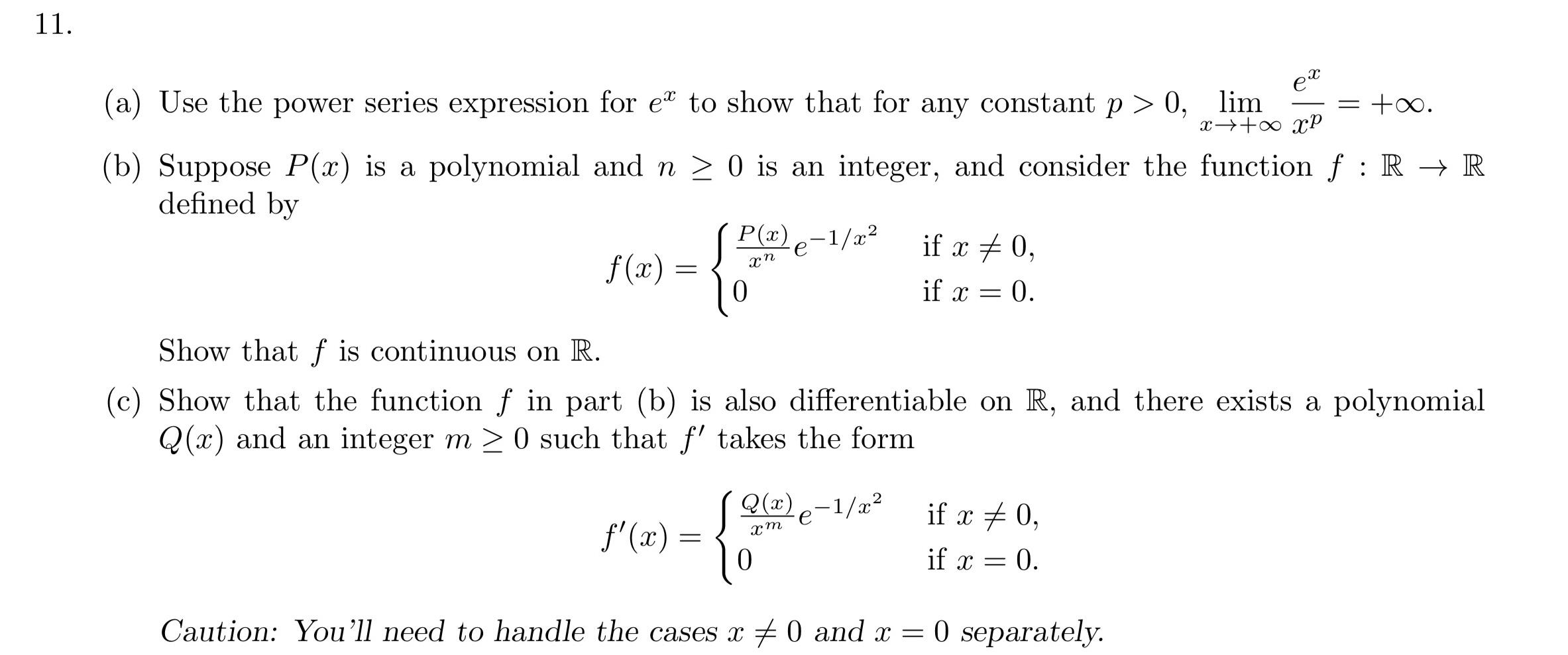 Solved (a) Use the power series expression for ex to show | Chegg.com