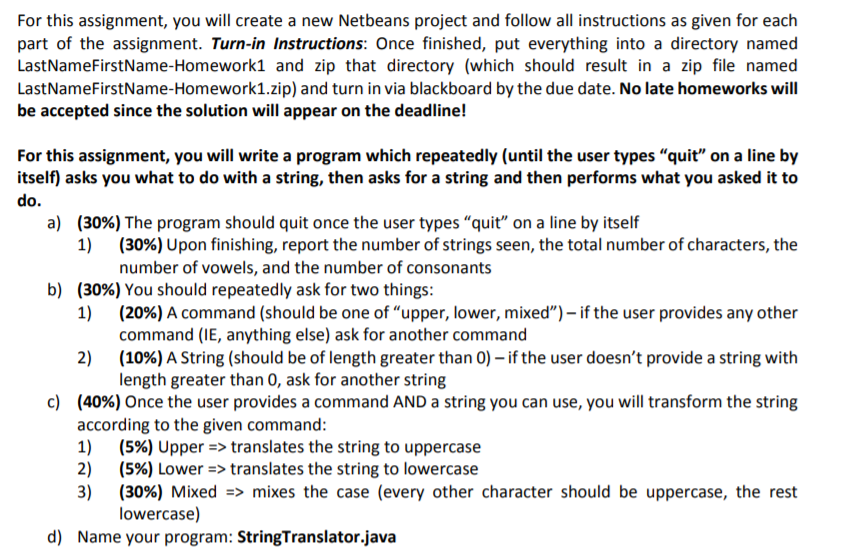 For this assignment, you will create a new Netbeans | Chegg.com