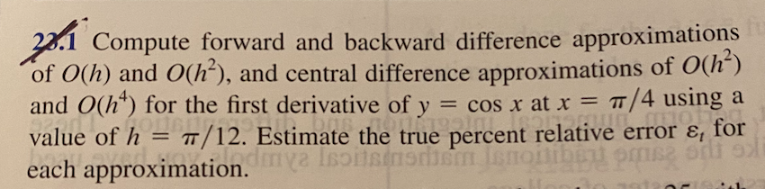 Solved 23.1 Compute forward and backward difference | Chegg.com