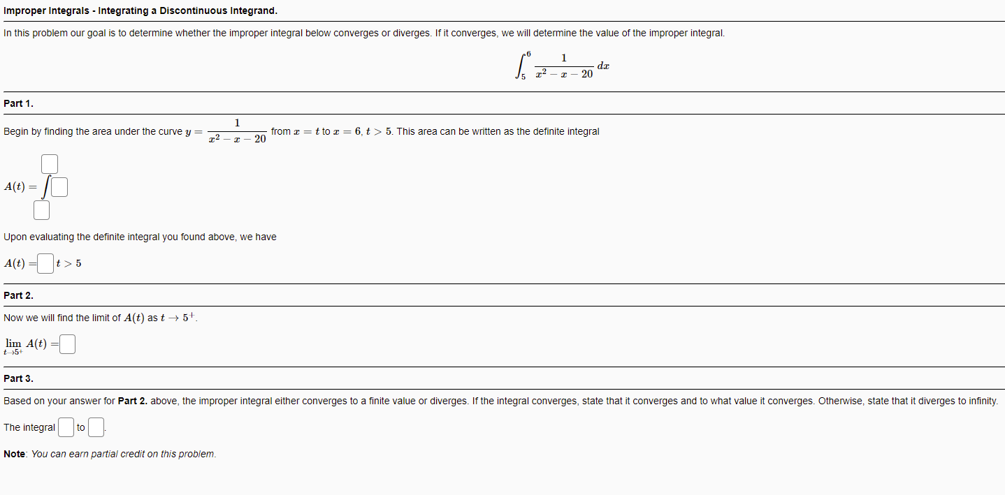Solved Improper Integrals - Integrating a Discontinuous | Chegg.com