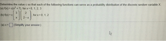Solved Determine The Value C So That Each Of The Following