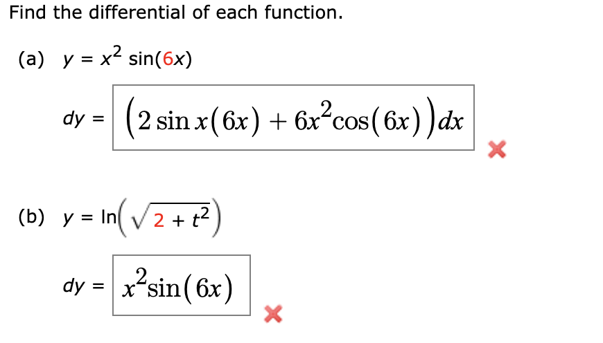 Solved Find the differential of each | Chegg.com