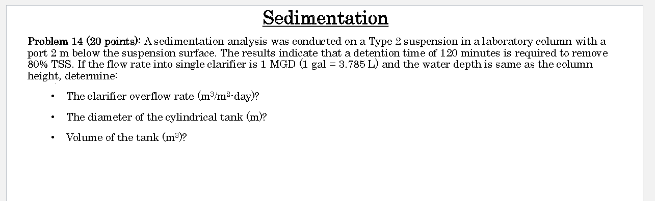 Solved Problem 14 (20 points): A sedimentation analysis was | Chegg.com