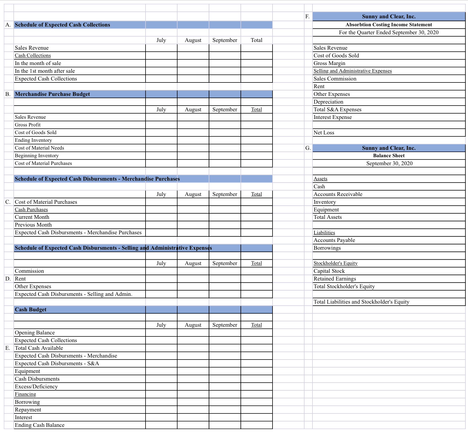 Using the data above, for quarter ending September | Chegg.com
