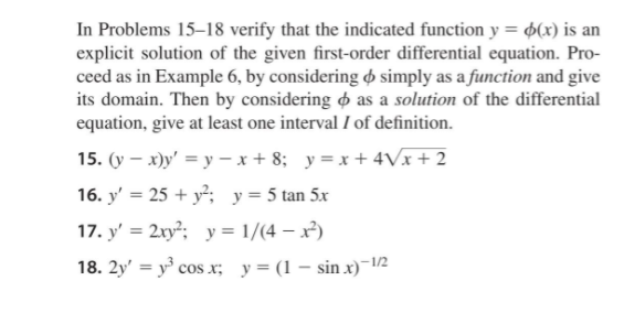 Solved In Problems 15–18 verify that the indicated function | Chegg.com