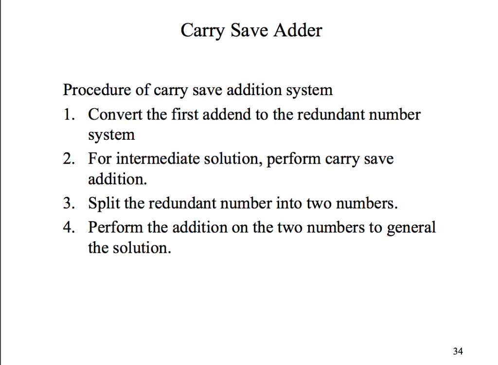 Carry Save Adder: The carry save adder in lecture 14 | Chegg.com