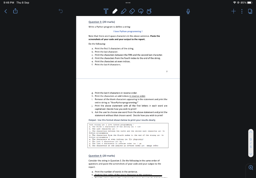 Solved Question 3: (20 marks) Write a Python program to | Chegg.com