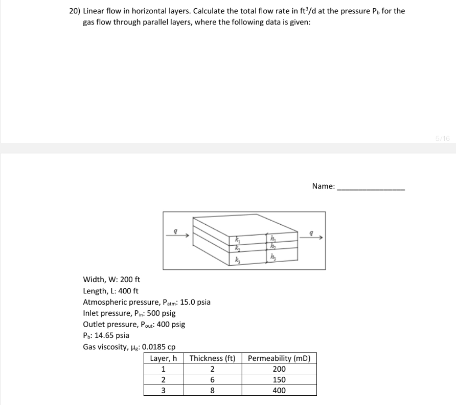 Solved Linear flow in ﻿horizontal layers. Calculate the | Chegg.com