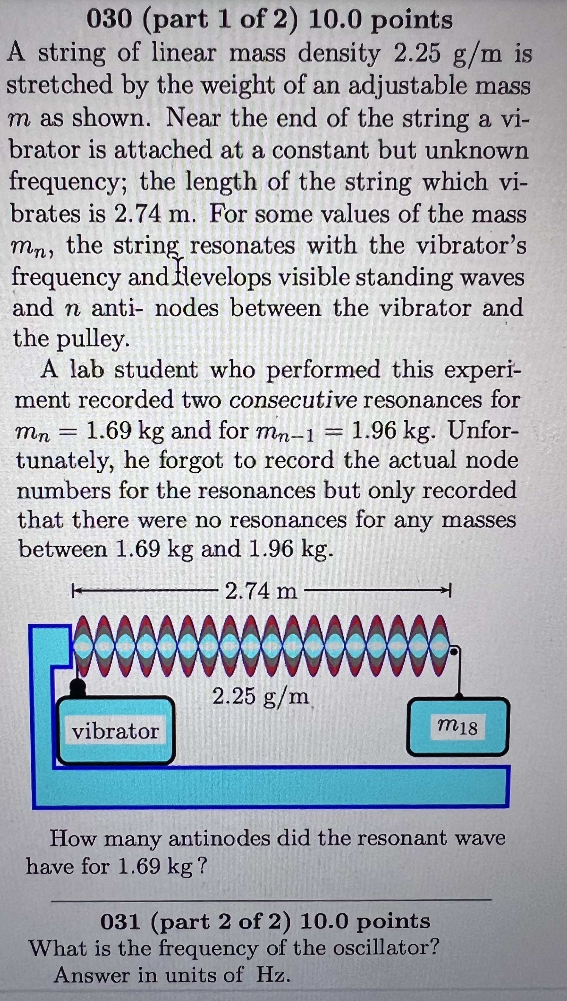 Solved 030 (part 1 ﻿of 2 ) 10.0 ﻿pointsA string of linear | Chegg.com