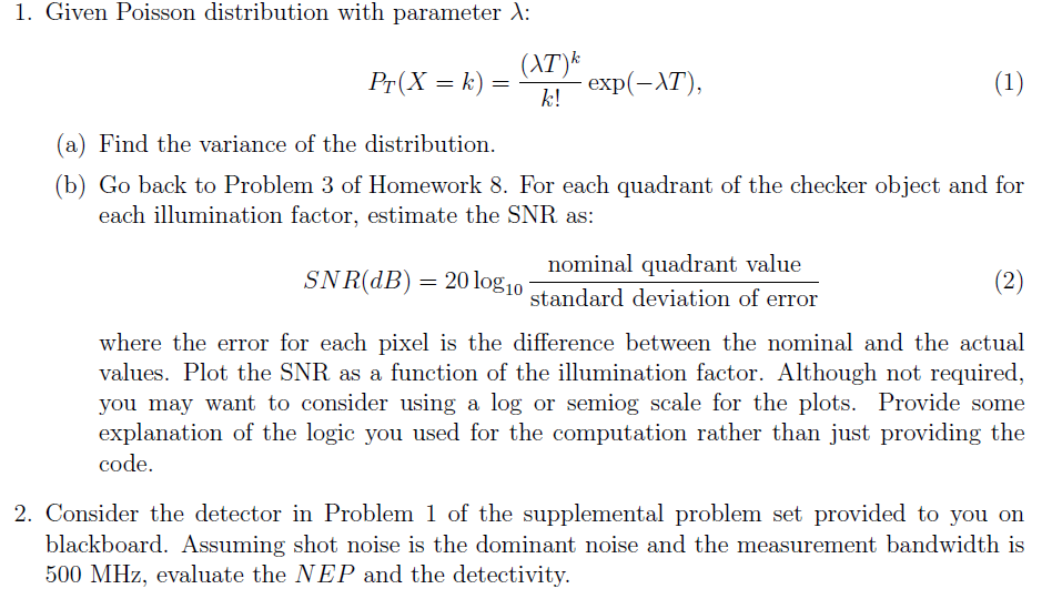 1. Given Poisson distribution with parameter 1: (AT) | Chegg.com