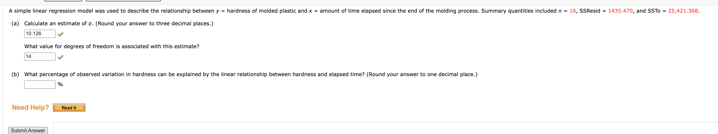 Solved (a) ﻿Calculate an estimate of σ. (Round your answer | Chegg.com