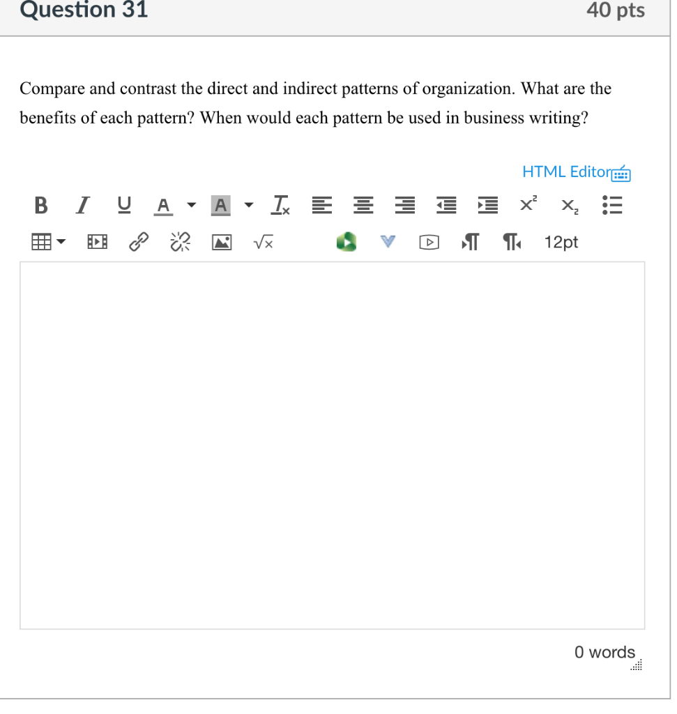Solved Question 31 40 pts Compare and contrast the direct | Chegg.com
