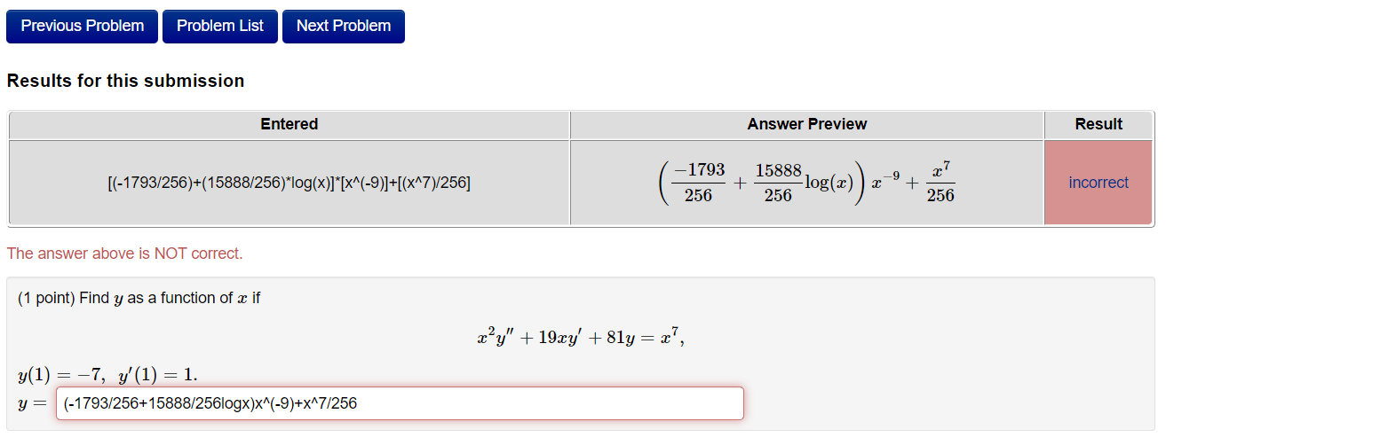 Solved Previous Problem Problem List Next Problem Results 