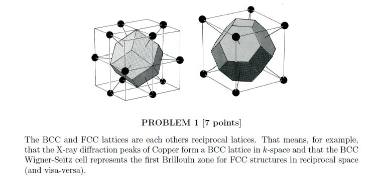 Solved PROBLEM 1 7 points The BCC and FCC lattices are each | Chegg.com