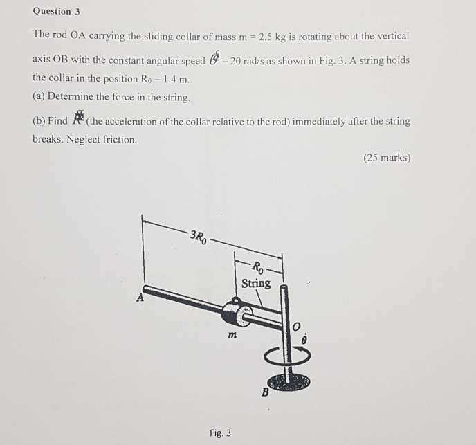 Solved Question 3 The rod OA carrying the sliding collar of | Chegg.com