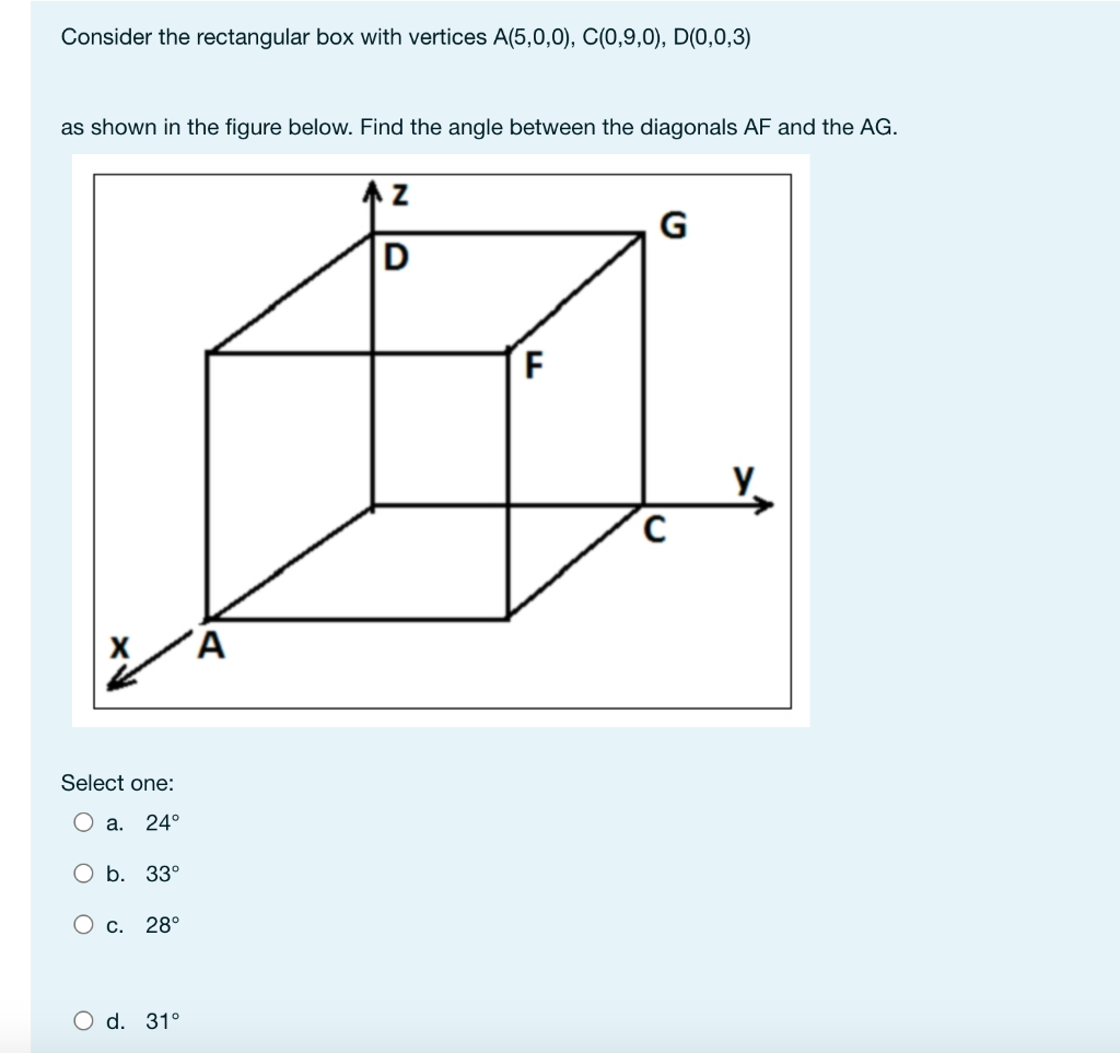 Solved Consider the rectangular box with vertices A(5,0,0), | Chegg.com
