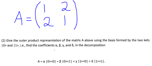 Solved A=(2 2 (2) Give the outer product representation of | Chegg.com