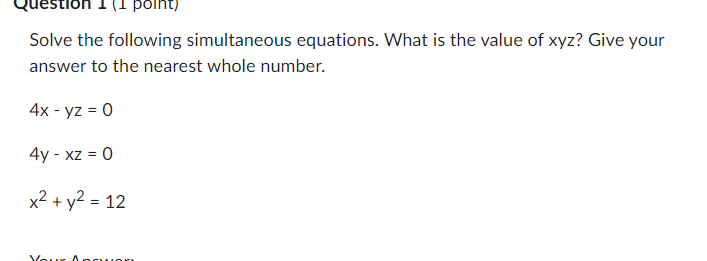 Solved Solve the following simultaneous equations. What is | Chegg.com