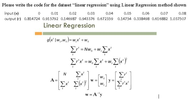 Solved Please write the code for the dataset "linear | Chegg.com