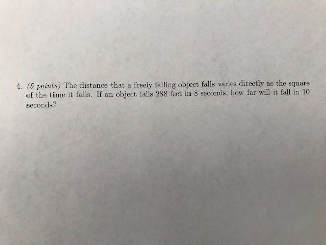 Solved 4. (5 points) The distance that a freely falling | Chegg.com