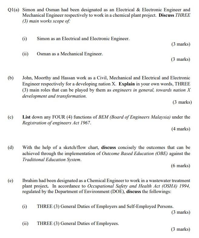 Solved Q1(a) Simon and Osman had been designated as an | Chegg.com
