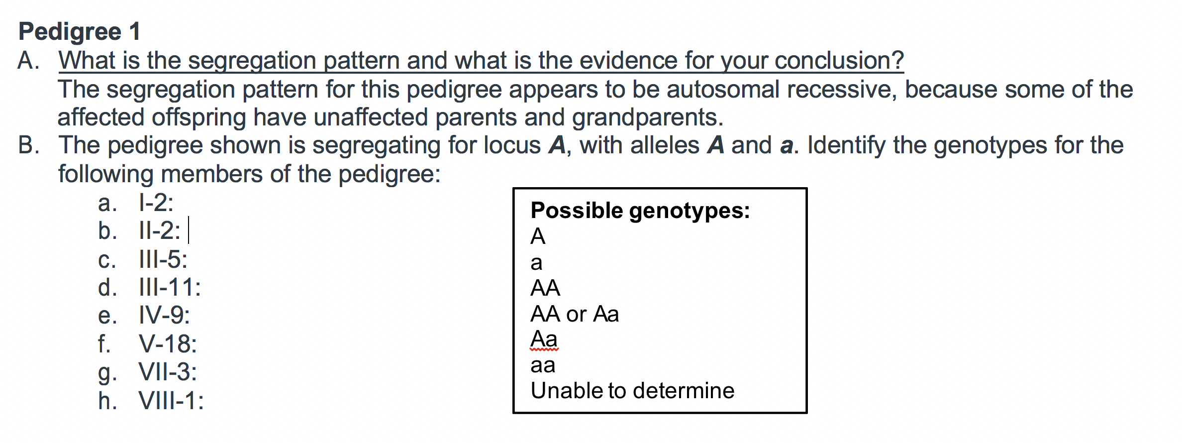 Solved Pedigree What is the segregation pattern and what | Chegg.com