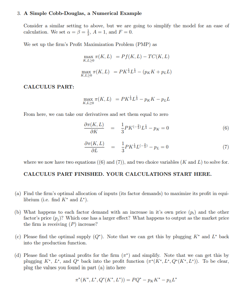 Solved 3. A Simple Cobb-Douglas, a Numerical Example | Chegg.com