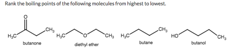 Solved Rank the boiling points of the following molecules | Chegg.com