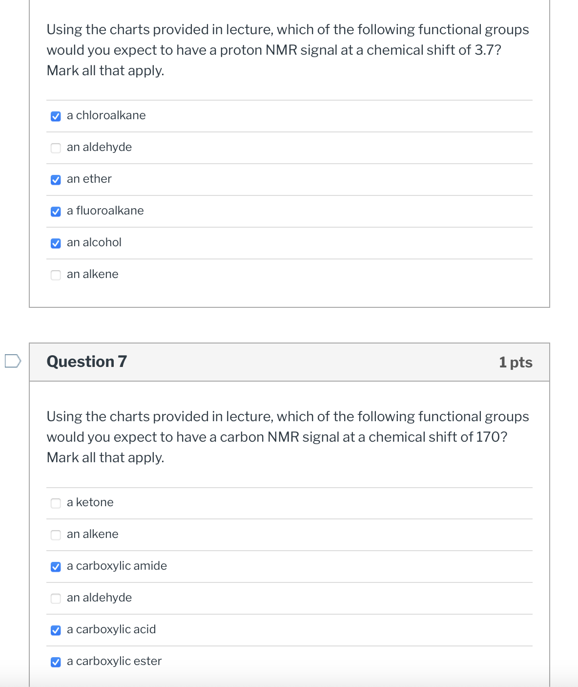 Solved Using the charts provided in lecture, which of the | Chegg.com